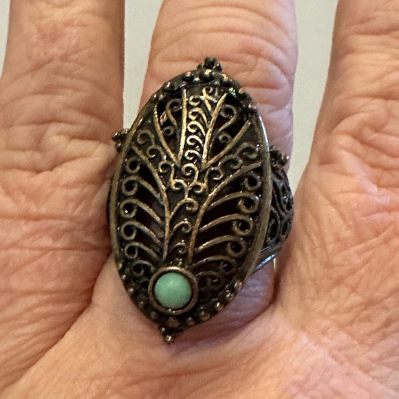 Lucky Brand | Jewelry | Lucky Brand Ring Peace Sign In Antiqued Gold W ...